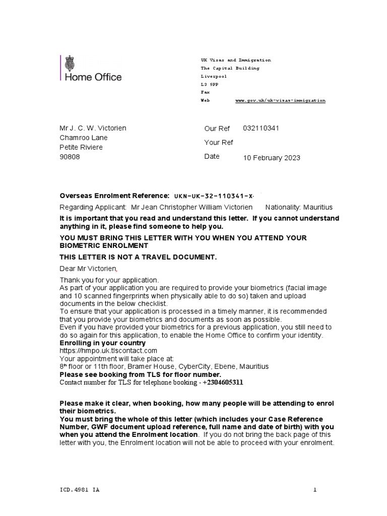 UK Biometric Enrolment Guide | PDF | Identity Document | Biometrics