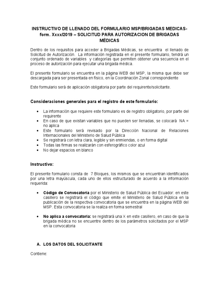 Instructivo para Llenado de Solicitud | PDF | Ecuador