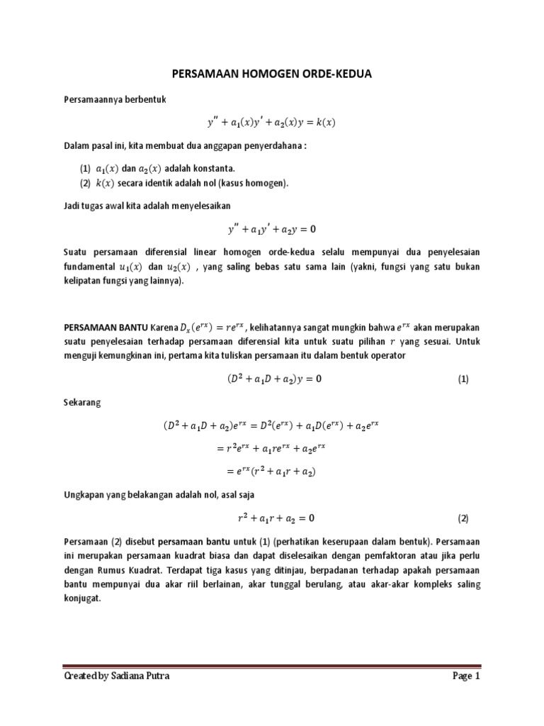 Persamaan Homogen Orde-Kedua | PDF