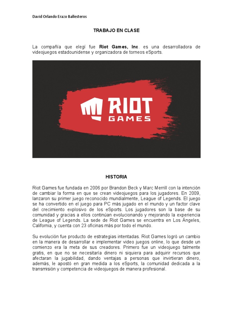 Riot Games historia | PDF