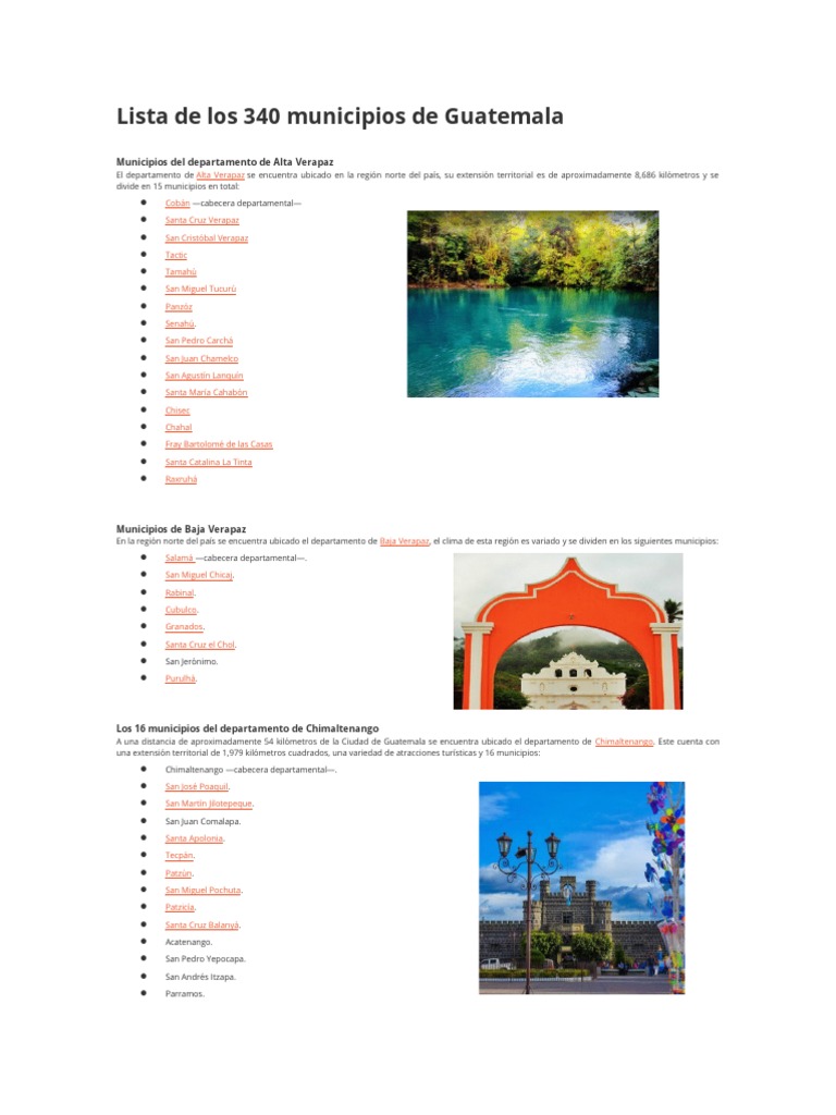 Lista de Los 340 Municipios de Guatemala | PDF | Ciencias sociales