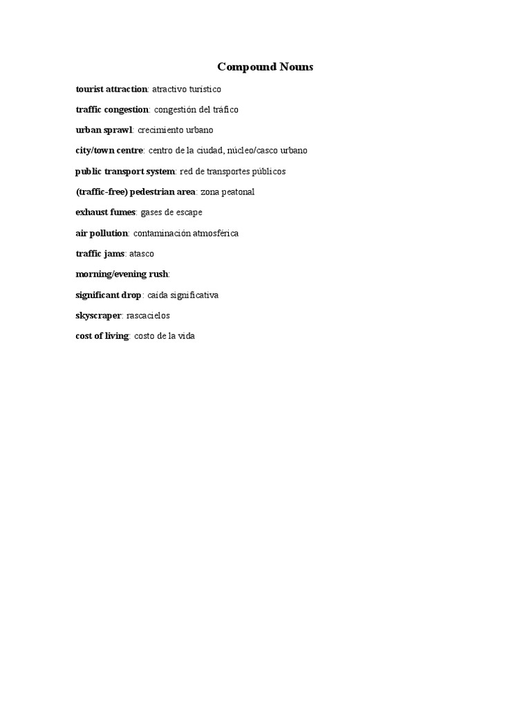 Compound Nouns | PDF | Viajes y turismo