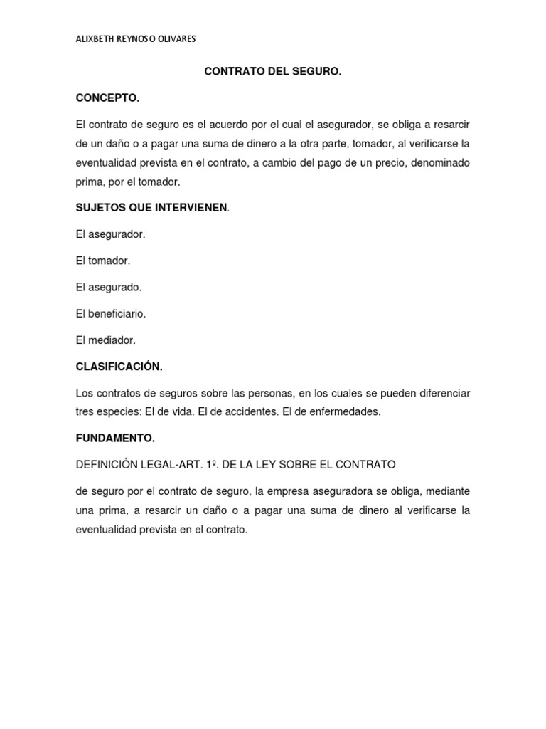 Contrato Del Seguro | PDF | Seguro | Justicia