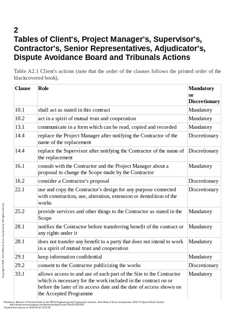 A Practical Guide To The NEC4 Engineering and Cons... - (2 Tables of ...