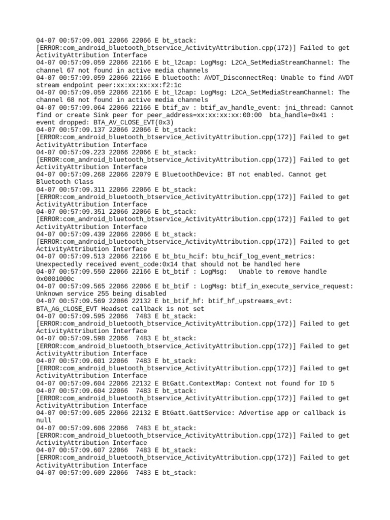 Bluetooth Error Log Analysis | PDF | Software | Personal Digital Assistant