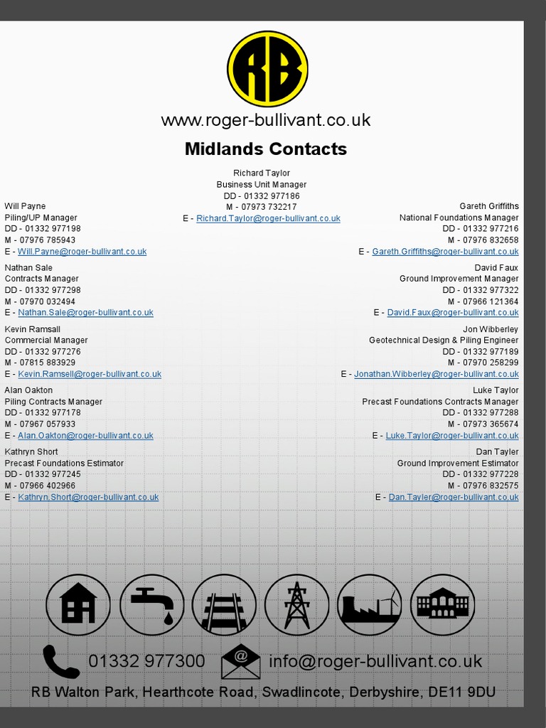 01 - Midlands Office Contacts 2017 | PDF | Civil Engineering | Engineering