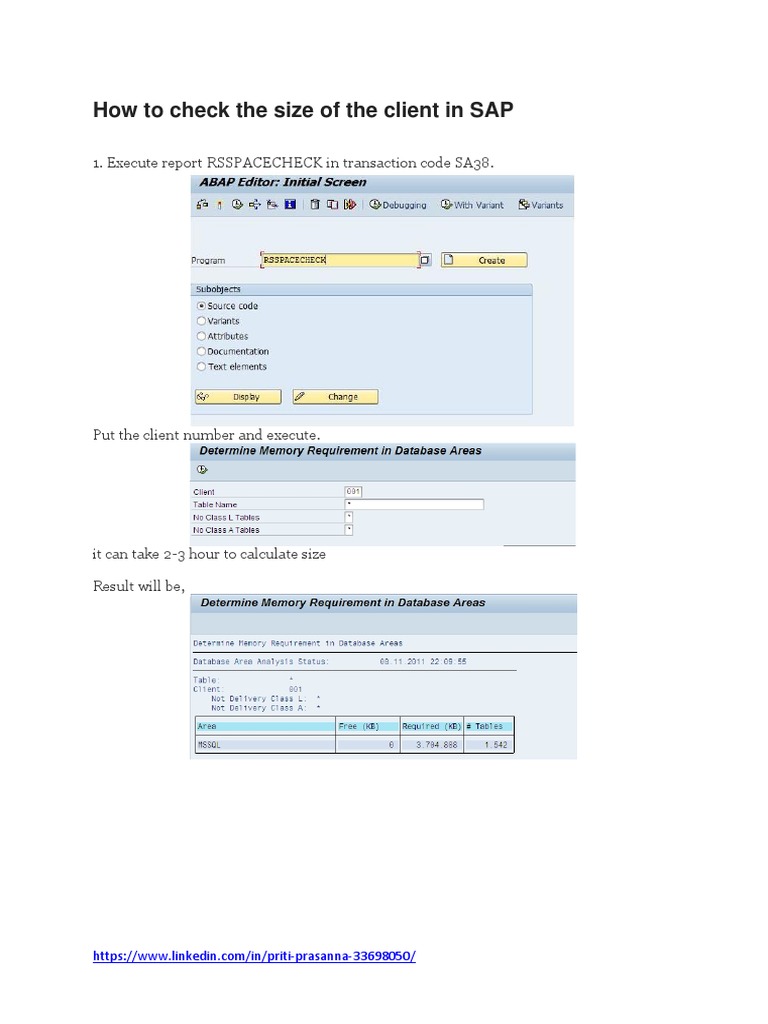 Check Size Client Sap | PDF