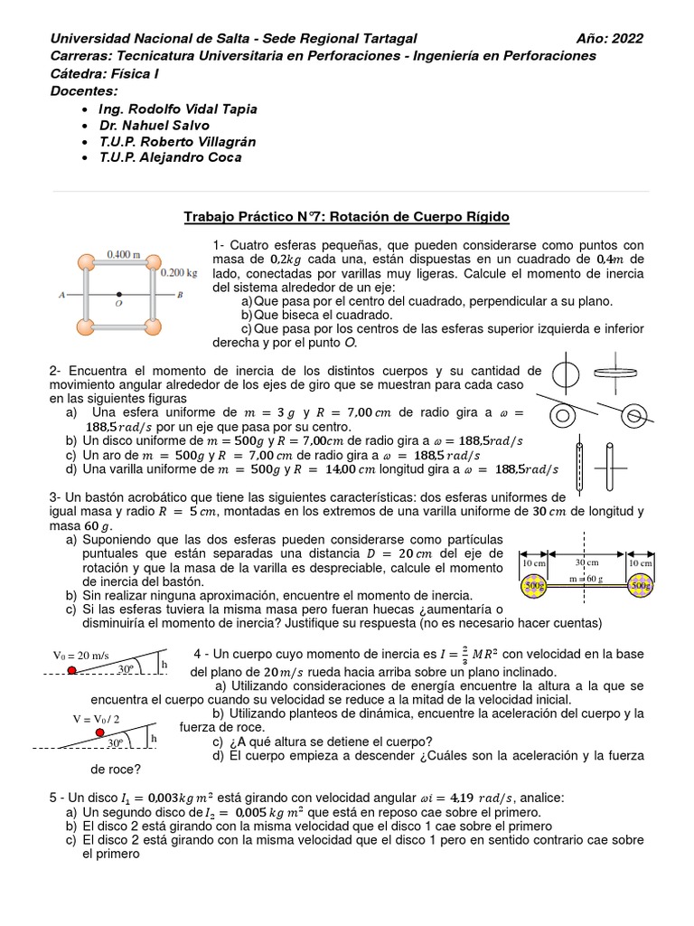 TP7 ROTACIONdeRIGIDO 2022 | PDF | Fricción | Masa
