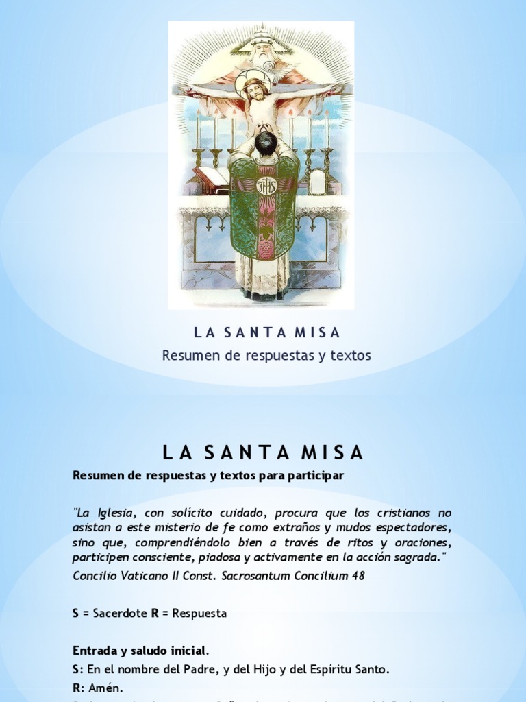 Resumen de Respuestas y Textos: La Santa Misa | Descargar gratis PDF ...
