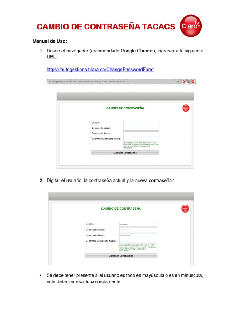Manual - Cambio de Contraseña Usuarios TACACS V1 | PDF