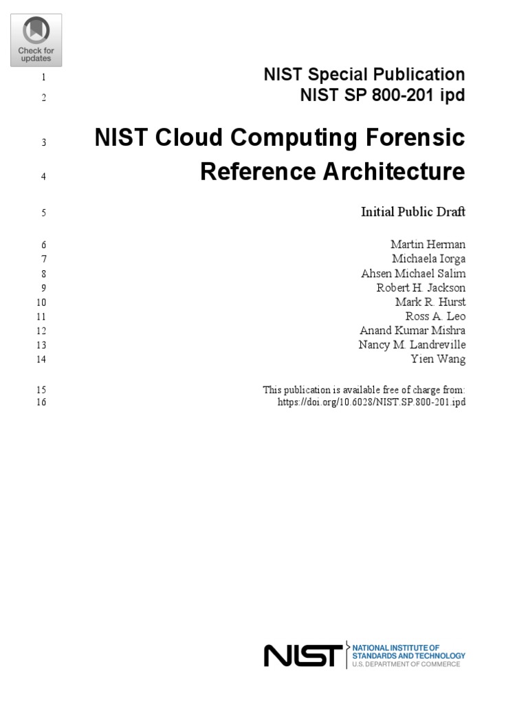 NIST Cloud Computing Forensic Reference Architecture: NIST Special ...