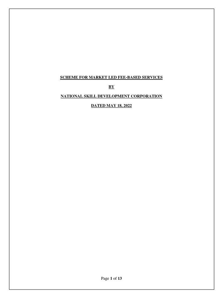 NSDC Market-Led Fee-Based Services Scheme | PDF | Public–Private ...
