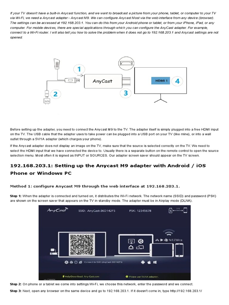Anycast M9 Plus Setup - How To Connect Anycast M9 | PDF | Wi Fi ...