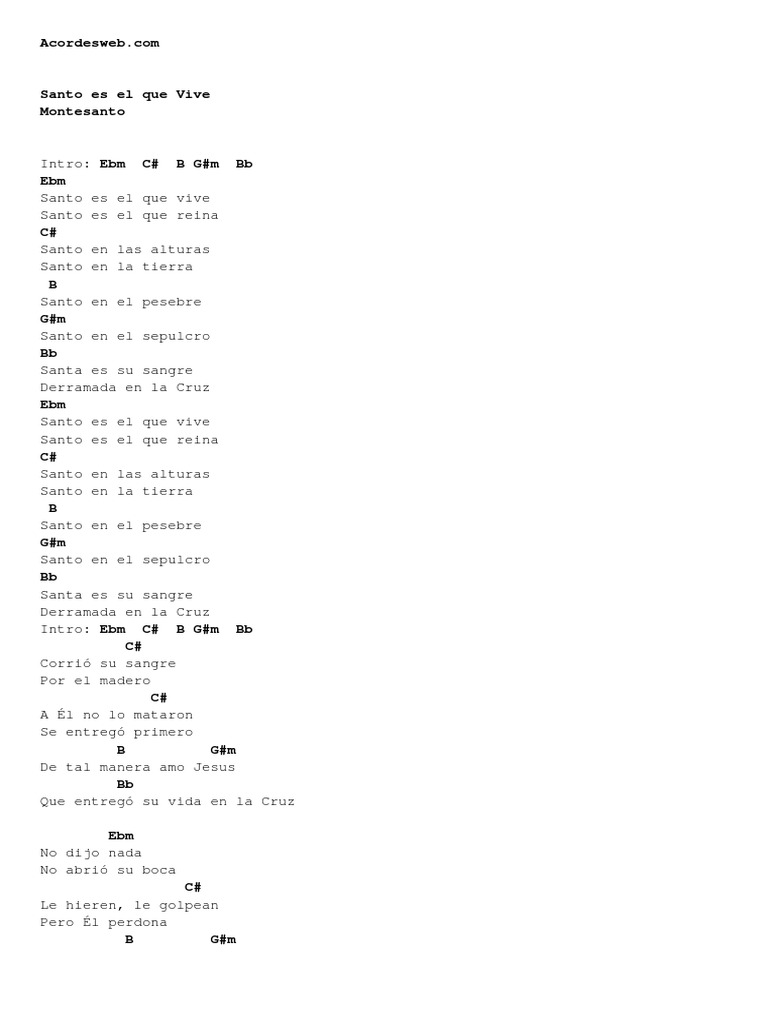 Santo Es El Que Vive Montesanto Acordesweb Com | PDF