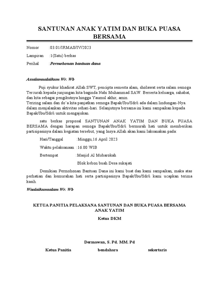 Proposal Santunan Anak Yatim | PDF | Agama & Spiritualitas