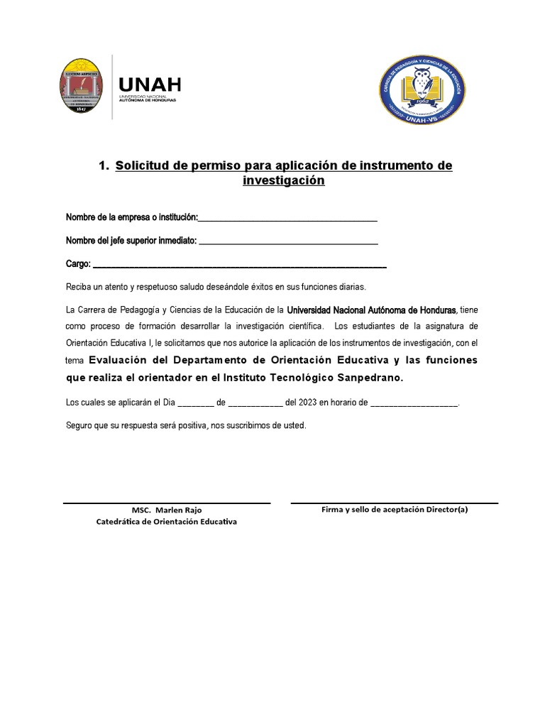 Solicitud de Permiso para Aplicación de Instrumento | PDF