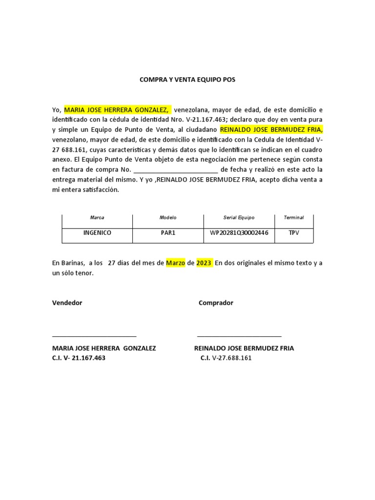 Modelo Compra Venta Rey | PDF