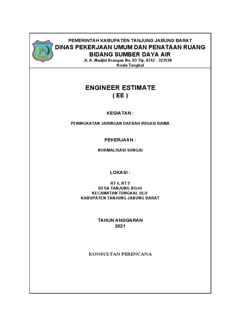 Engineer Estimate: Dinas Pekerjaan Umum Dan Penataan Ruang Bidang Sumber Daya Air | PDF