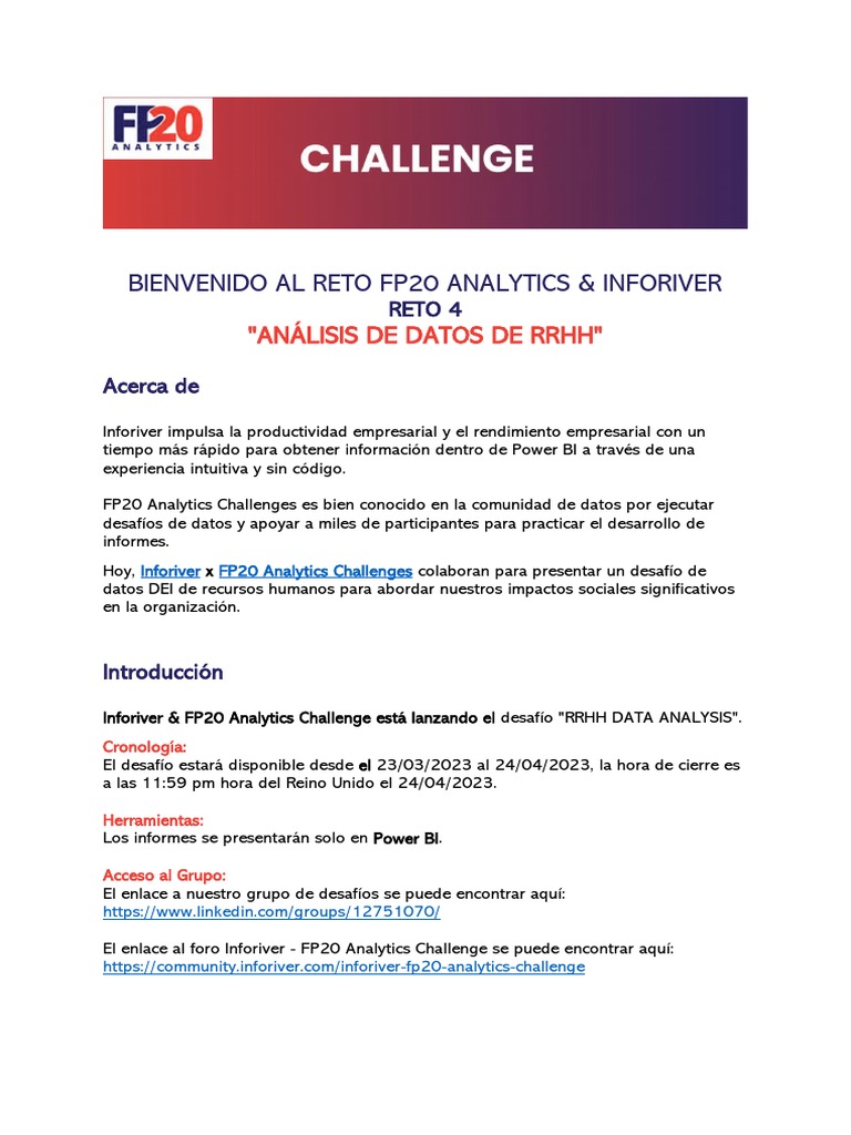 Bienvenido Al Reto Fp20 Analytics & Inforiver: "Análisis de Datos de RRHH" | PDF | Negocios ...