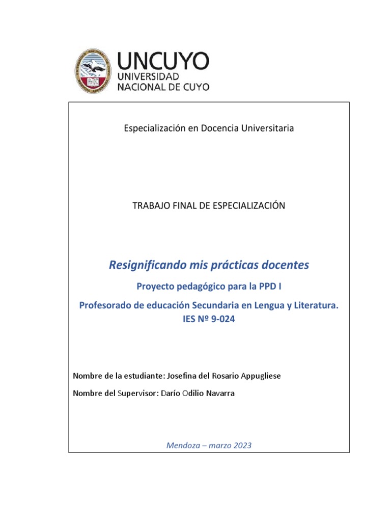 APPUGLIESE, Josefina TFI EsDU C-25 | PDF | Maestros | Enseñando