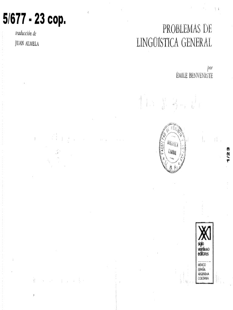 BENVENISTE - Problemas de Lingüística General (Cap 13, 14 y 15) | PDF