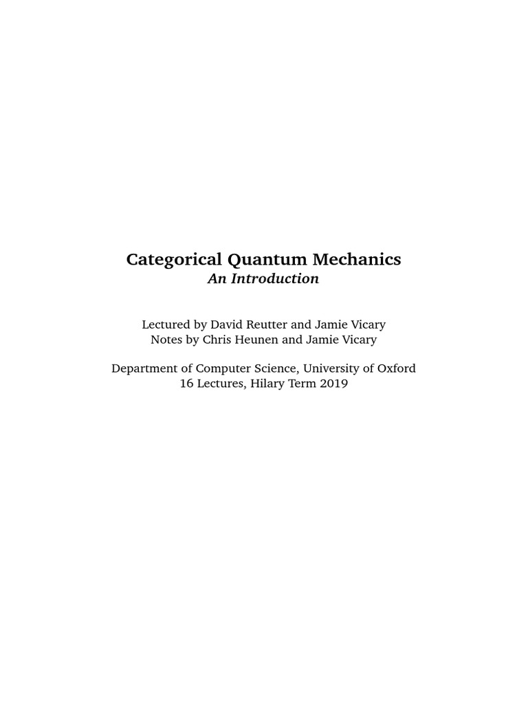 Categorical Quantum Mechanics Overview | PDF | Category Theory | Set ...