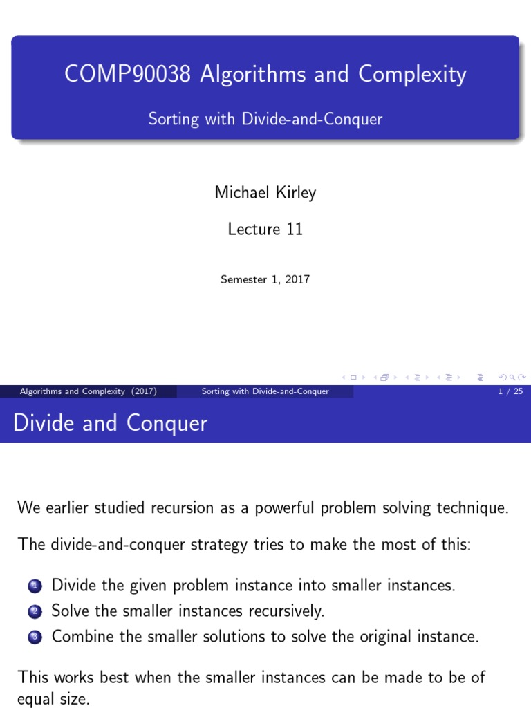 11 Sorting With Divide And Conquer Pdf Algorithms And Data Structures Algorithms 3371