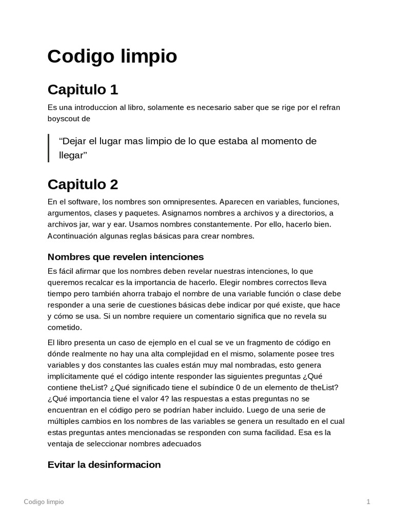 Codigo Limpio | PDF | Lenguaje de programación | Objeto (informática)