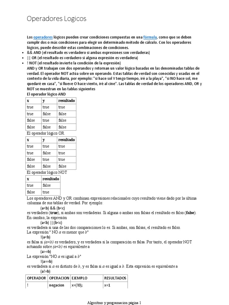 Operadores Logicos | PDF