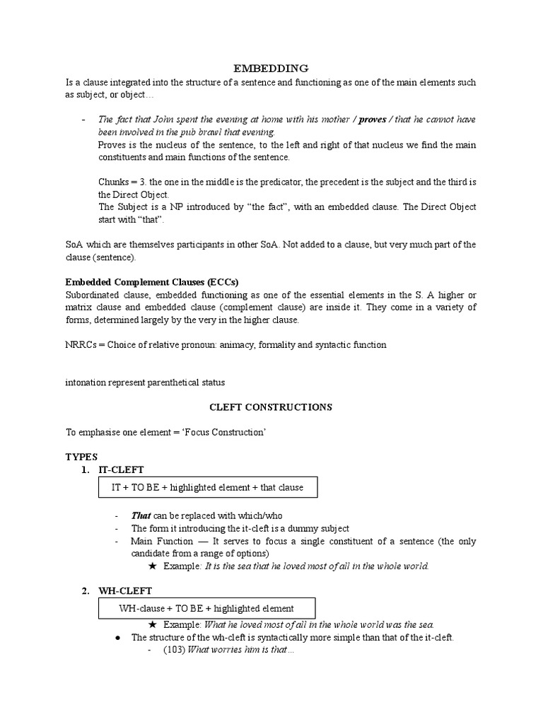 EMBEDDING | PDF | Clause | Linguistic Typology