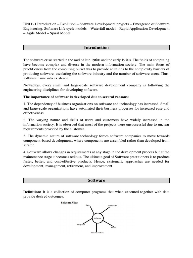 SE - Unit I | PDF | Software Development Process | Programming