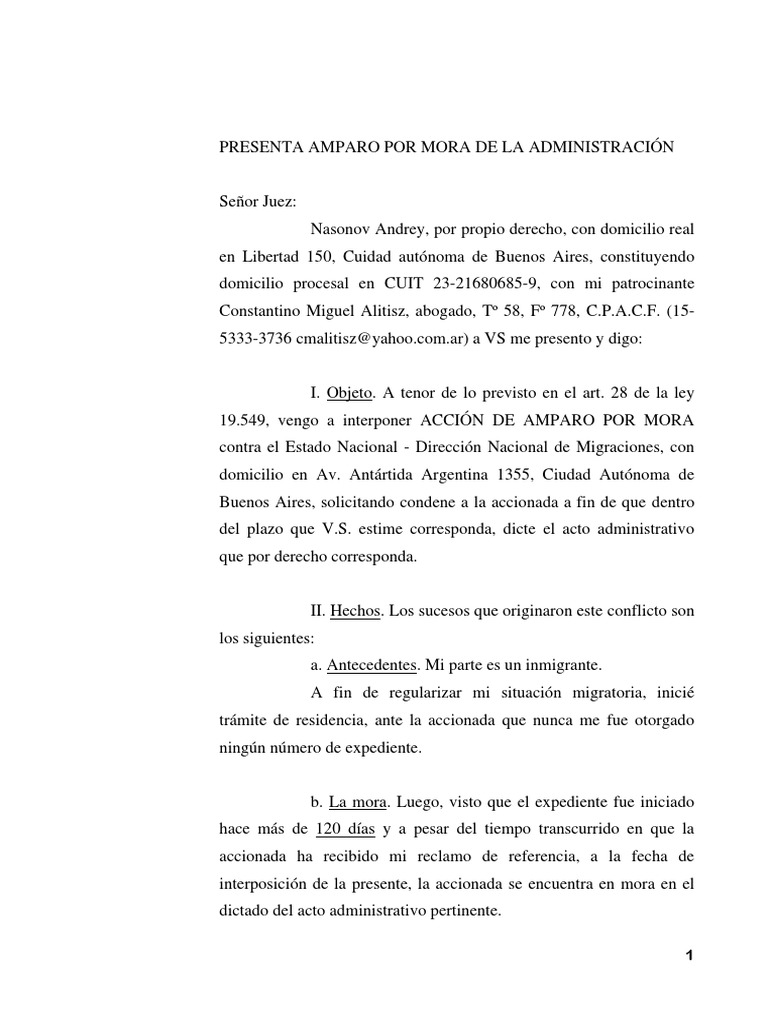 NASONOV Amparo Por Mora | PDF | Caso de ley | Judicaturas