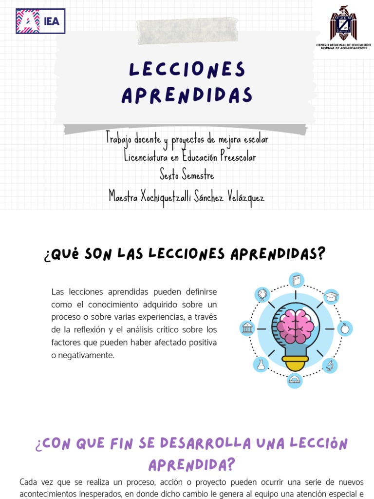 Presentación Lecciones Aprendidas | PDF | Conocimiento | Experiencia