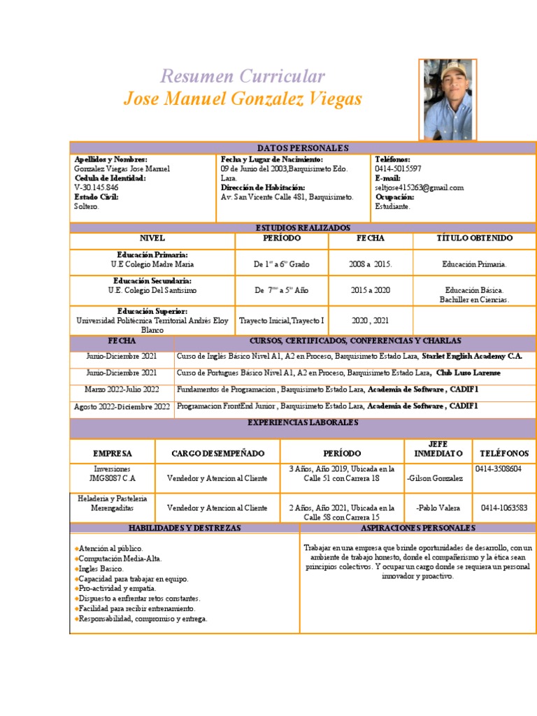 Curriculum Jose Gonzalez | PDF