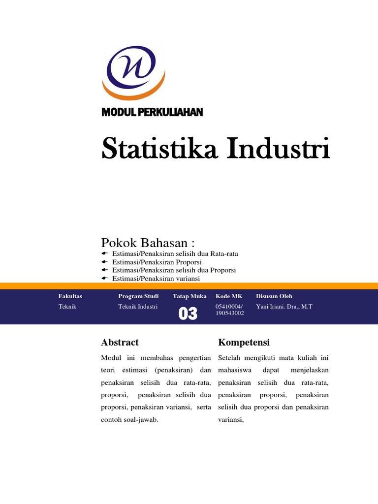 Statistika Industri: Modul Perkuliahan | PDF