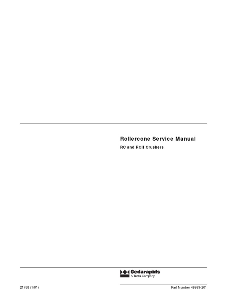 Rollercone Service Manual: RC and RCII Crushers | PDF | Hazards | Bearing (Mechanical)
