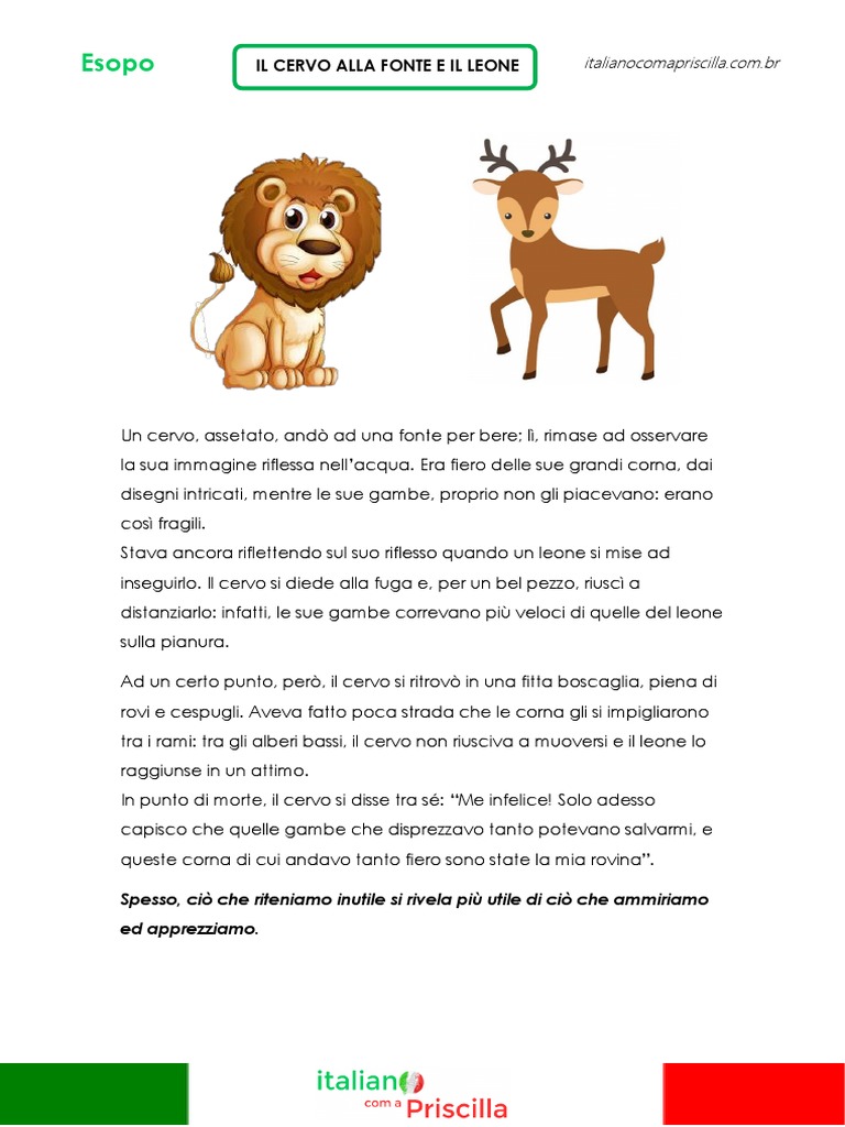 Il Cervo Alla Fonte e Il Leone | PDF