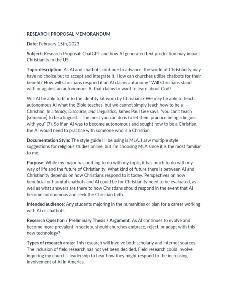 Research Proposal Memo | PDF