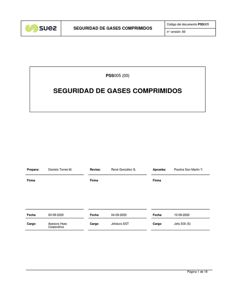PSS005 Seguridad de Gases Comprimidos | PDF