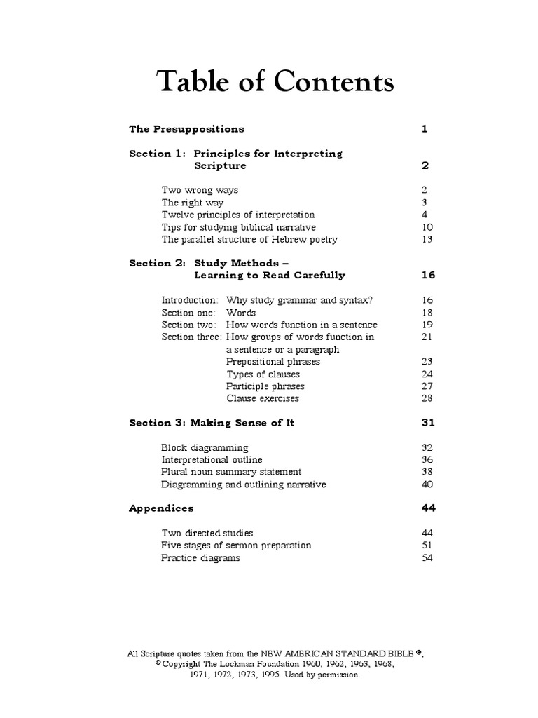 The Presuppositions 1 Section 1: Principles For Interpreting Scripture 2 | PDF | Verb | Bible