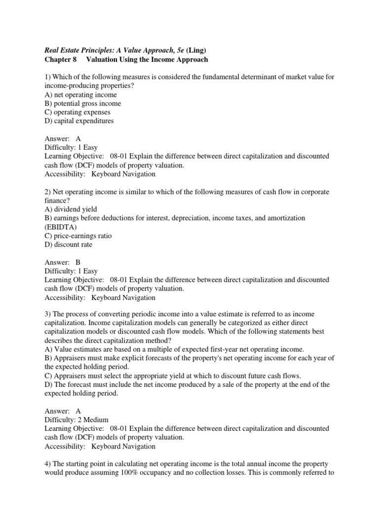 Chapter 8 Valuation Using The Income Approach: Real Estate Principles ...