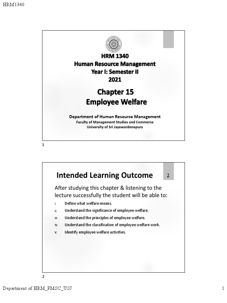 Employee Welfare Administration | PDF | Employment | Welfare