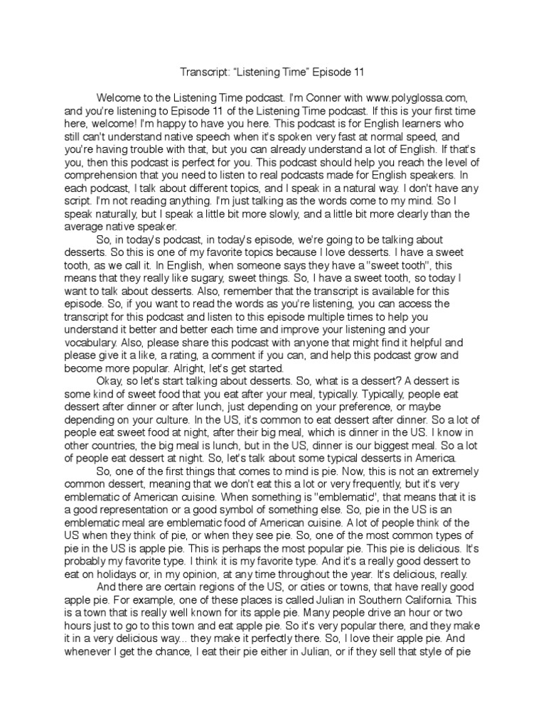 Episode 11 Transcript - Listening Time | PDF