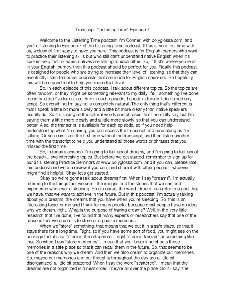 English Listening for Learners | PDF | Dream | Memory