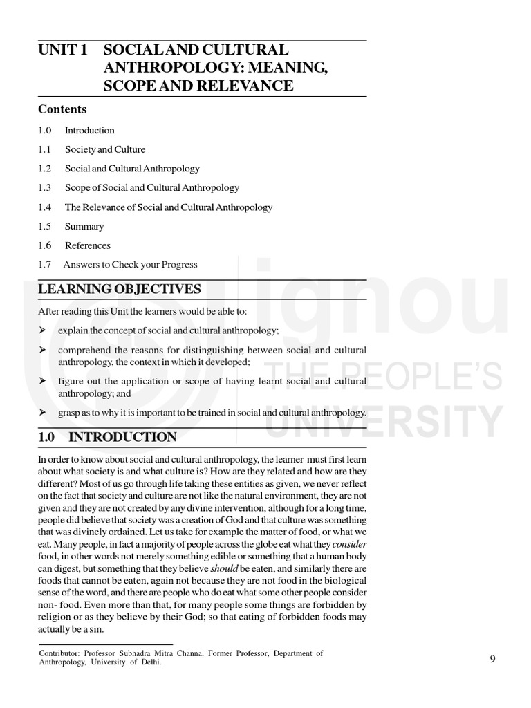Social and Cultural Anthropology Overview | PDF | Anthropology ...
