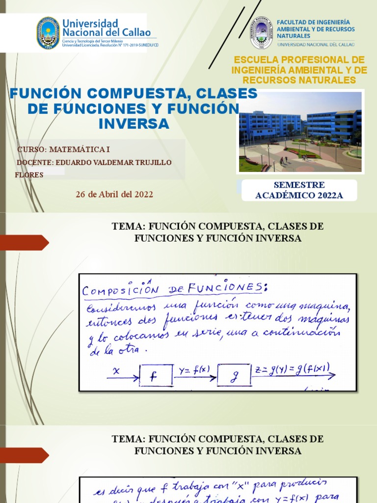 Función Compuesta, Clases de Funciones Y Función Inversa | PDF | Función (Matemáticas ...