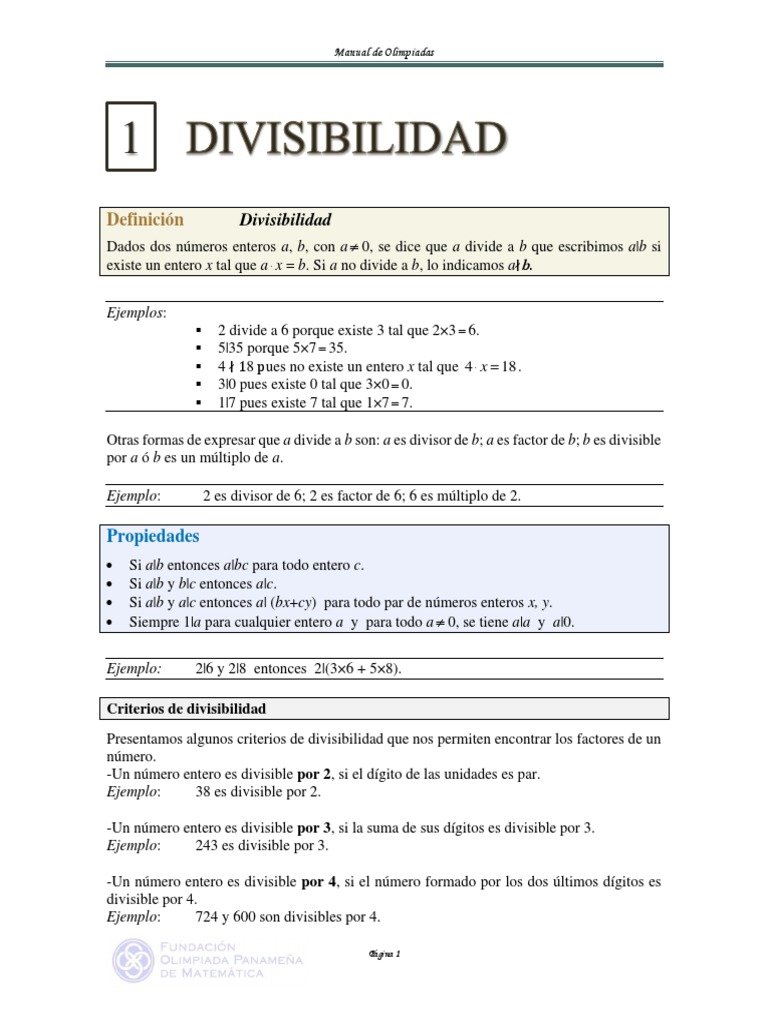 Criterios de Divisibilidad y Números Primos | PDF | División ...