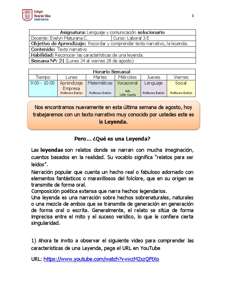LL3 ES22 Solucionario | PDF | Leyendas