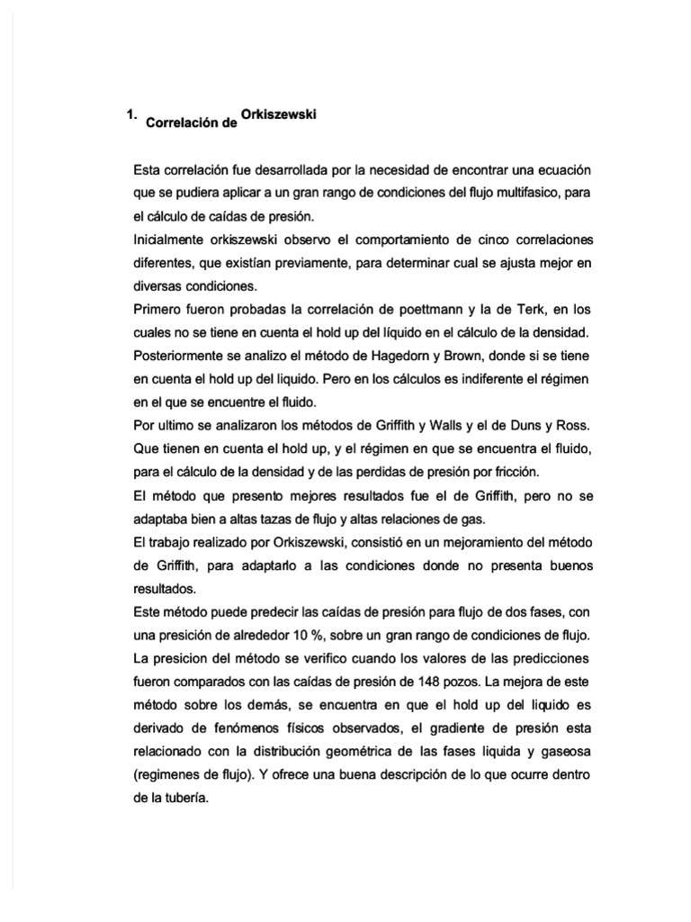 PDF Correlacion de Orkiszewski - Compress | PDF | Presión | Gases