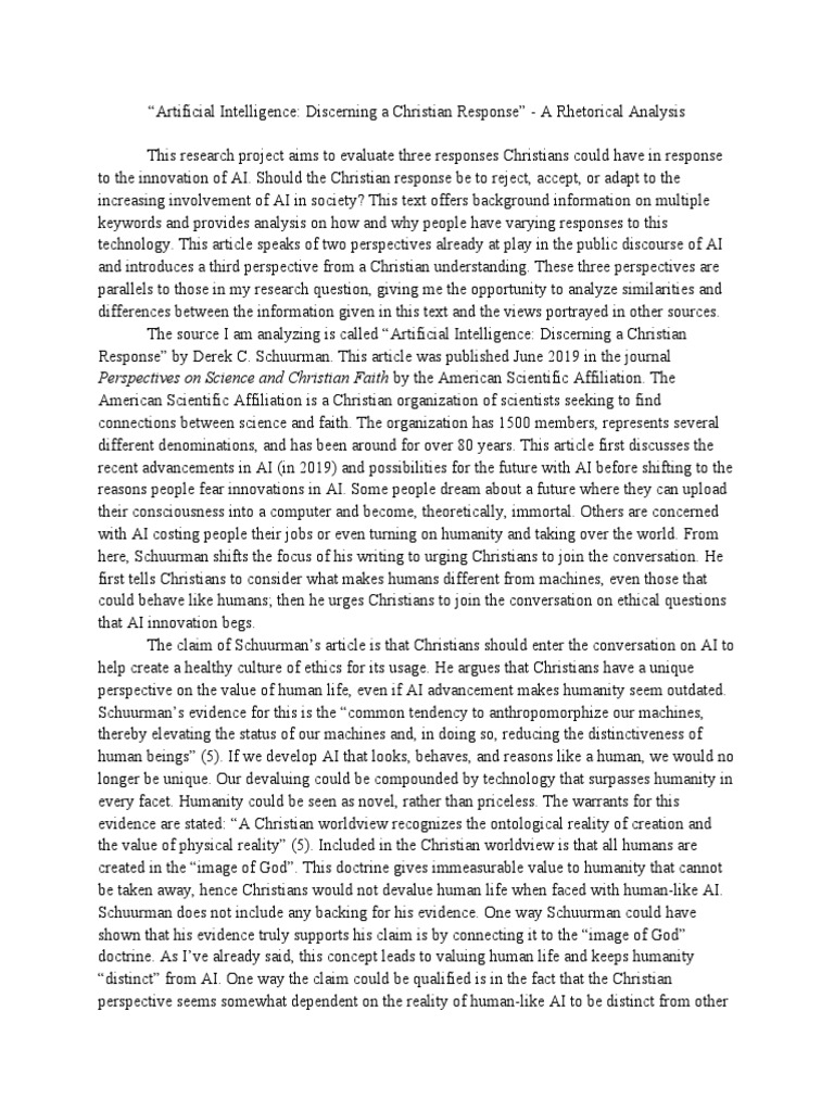 Rhetorical Analysis Draft | PDF | Artificial Intelligence ...